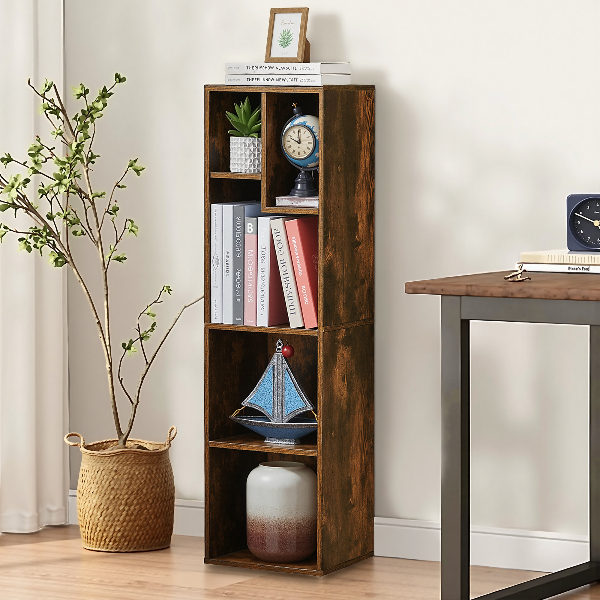 Ebern Designs Emmuela Bookcase Cube Bookcase 5 Shelf Open Shelf ...