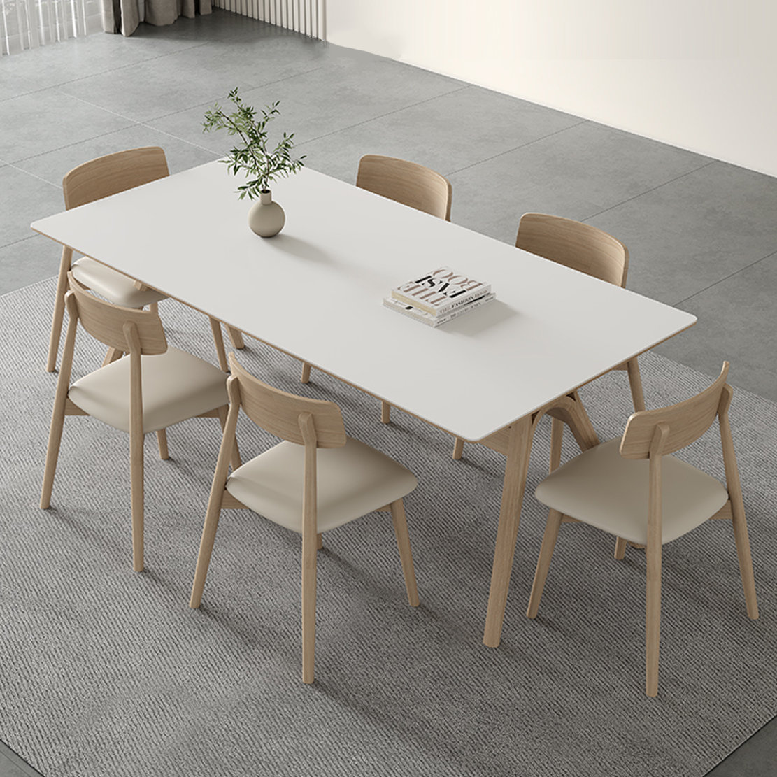 HomeLuxea Cream Style Dining Table And Chair Combination Rectangular ...