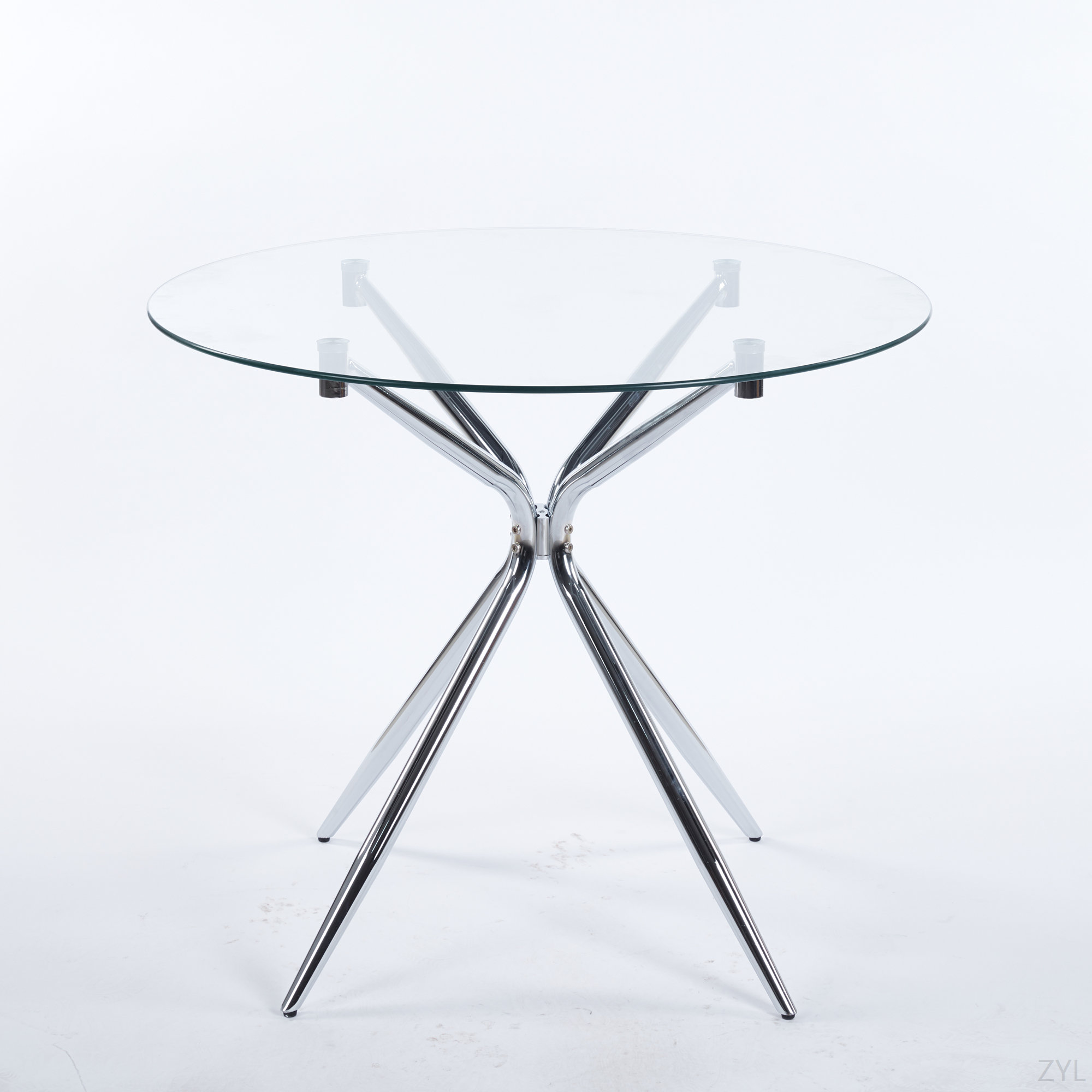 Ivy Bronx Dining Table With Chrome Metal Leg And Tempered Glass,Modern ...