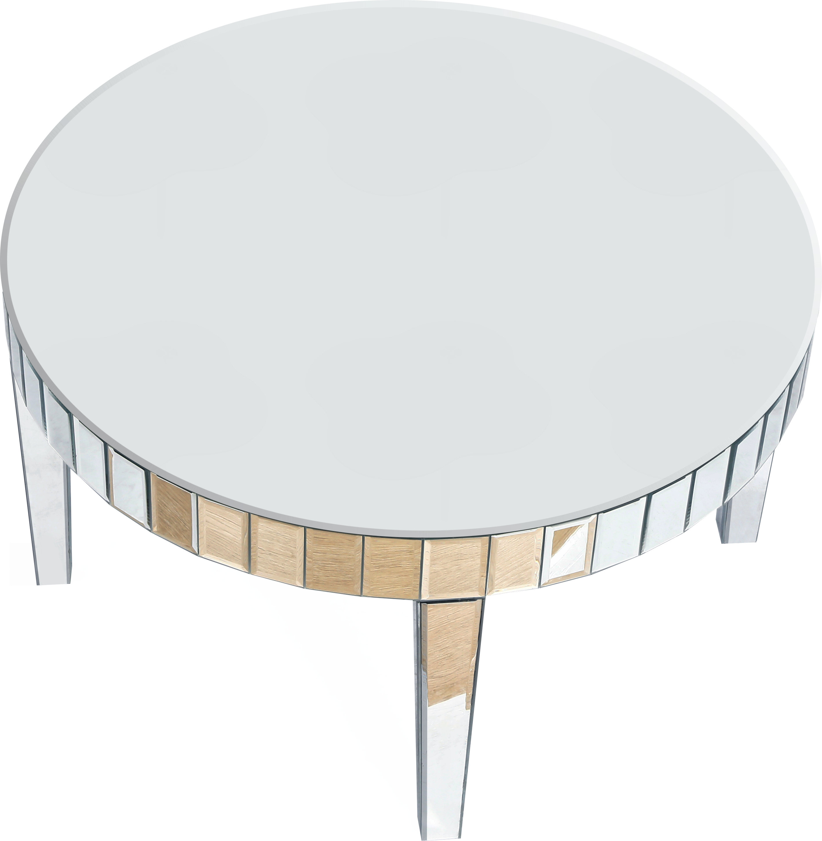 Mercer41 Silver Round Coffee Table with Starburst Mirror Mosaic ...