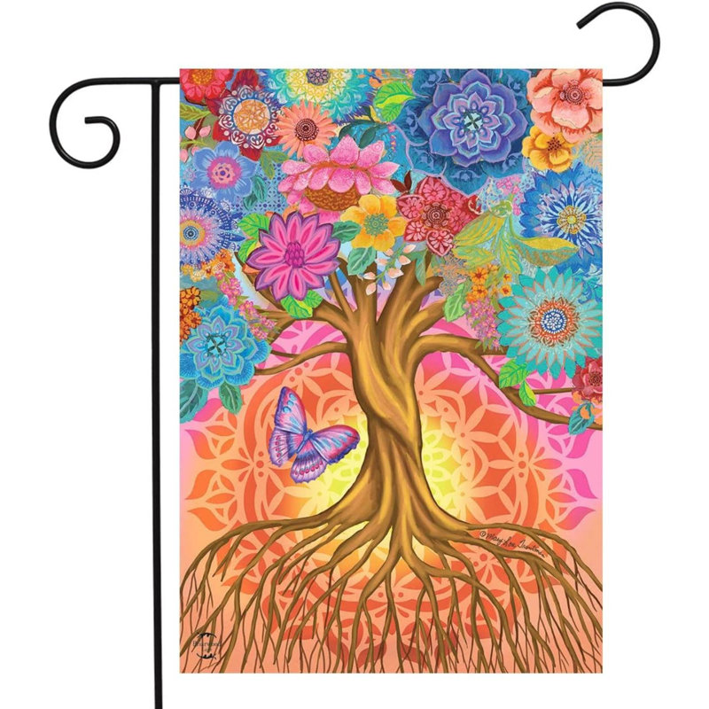 Gracie Oaks Tree Of Life Inspirational Garden Flag Spring Floral ...