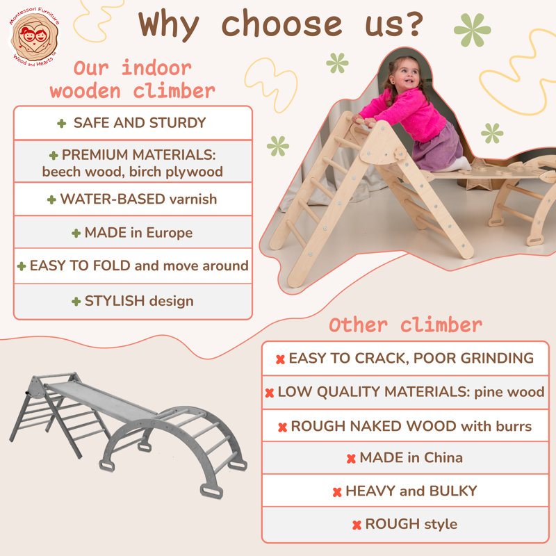 WoodandHearts 102'' W Wood Climber & Reviews | Wayfair