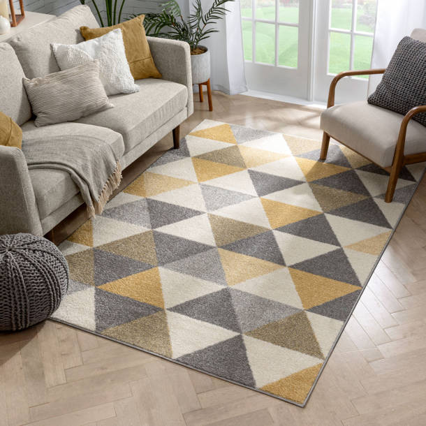 Wrought Studio Rubino Modern Geometric White/Yellow Area Rug & Reviews ...