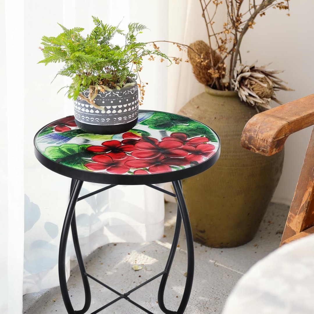 Lark Manor Patio Side Table Outdoor Accent Table Small Mosaic Tables ...