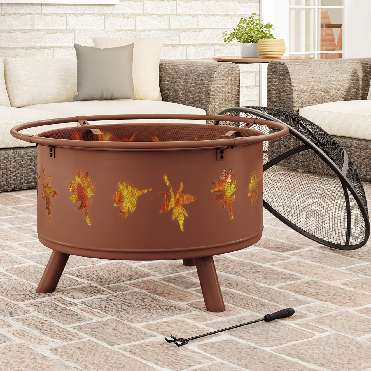 Millwood Pines Jankowski Fire Pit - 32-Inch Outdoor Wood Burning ...