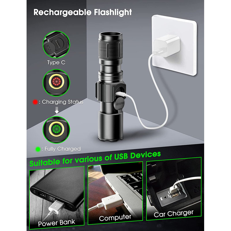 LOHASLED Outdoor Mini Zoomable Integrated LED Flashlight | Wayfair
