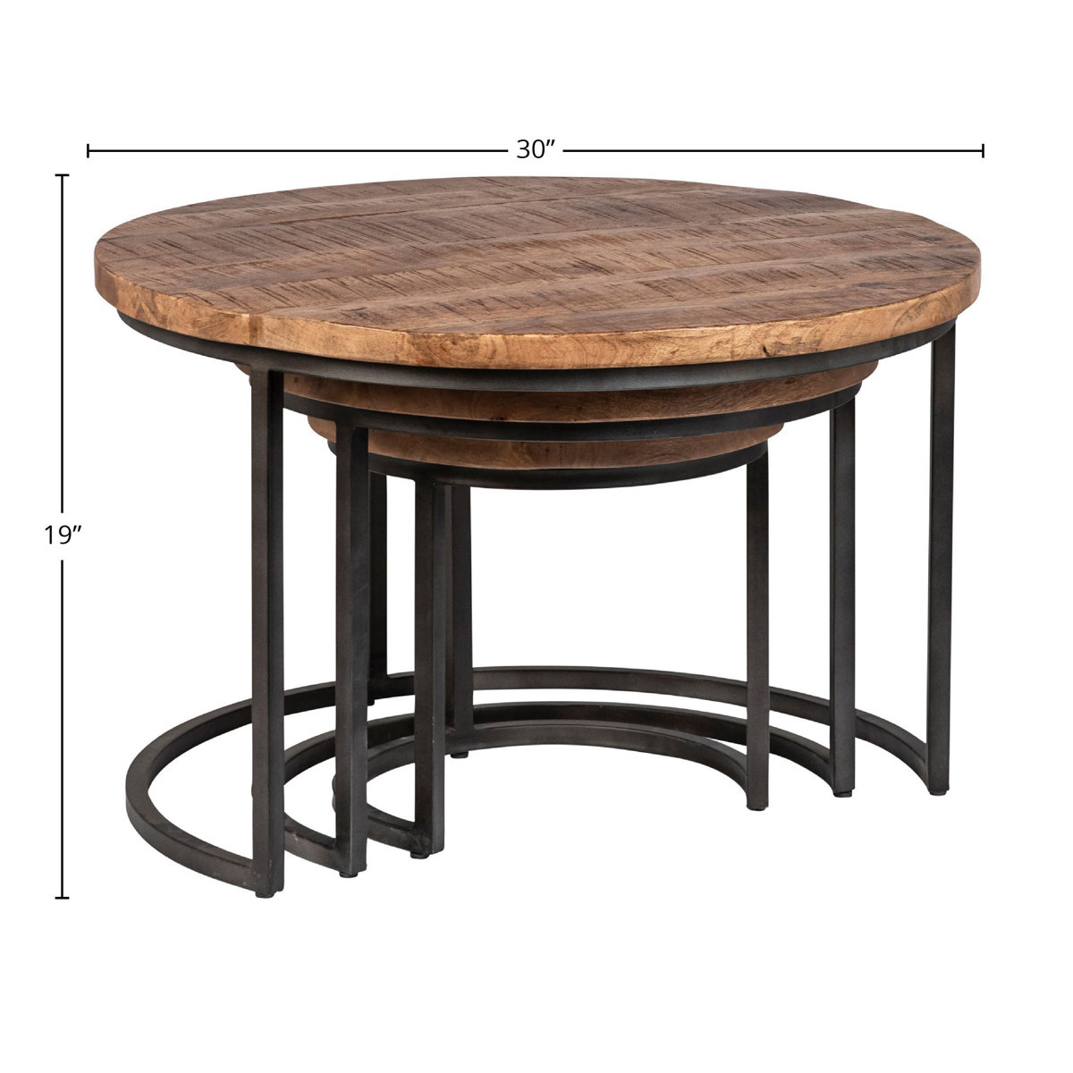 Dovetail Furniture Shelby Mango Wood Nesting Tables w/ Iron Base (Set ...