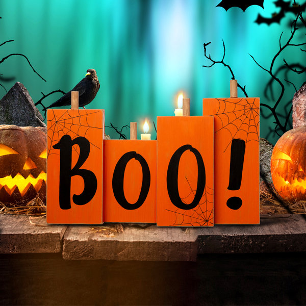 The Holiday Aisle® Halloween Wooden Boo Standing Decor "& Reviews ...