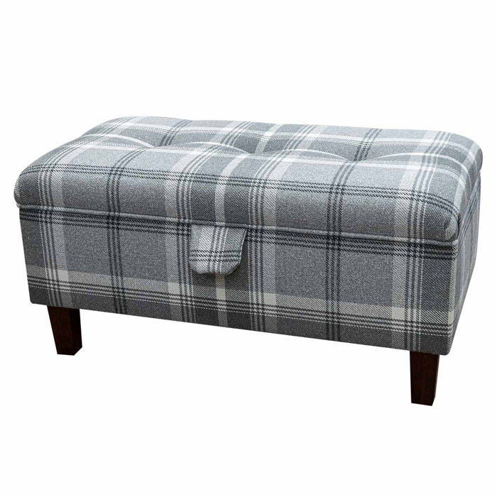 Beaumont 70cm Wide Tufted Rectangle Tartan Storage Ottoman with Storage ...