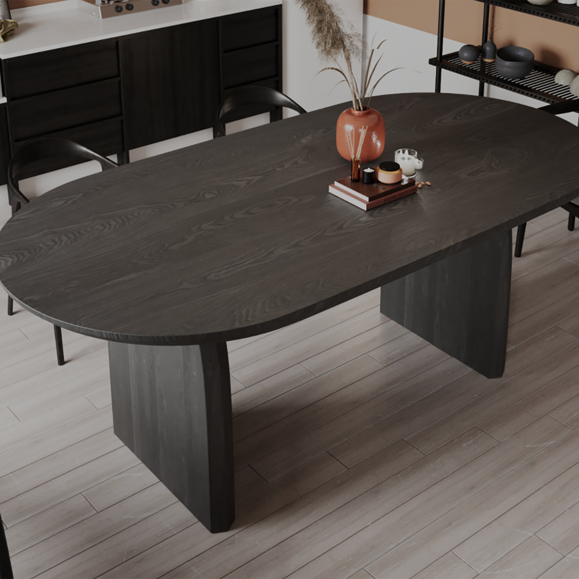 Latitude Run® Stockham 71" L Modern Oval Dining Table with Two Legs ...