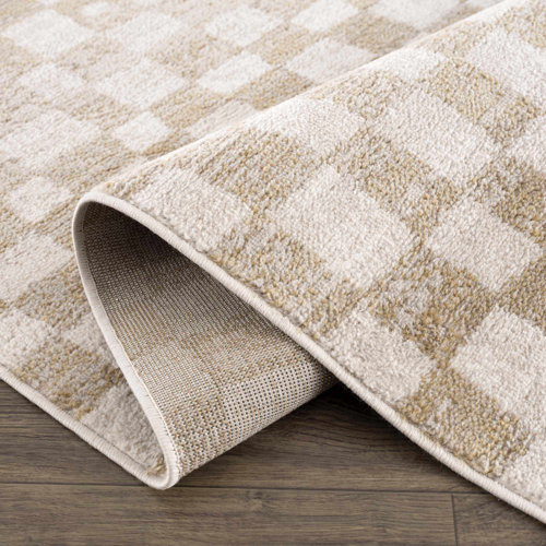 Union Rustic Jasha Checkered Beige/Brown Area Rug & Reviews | Wayfair
