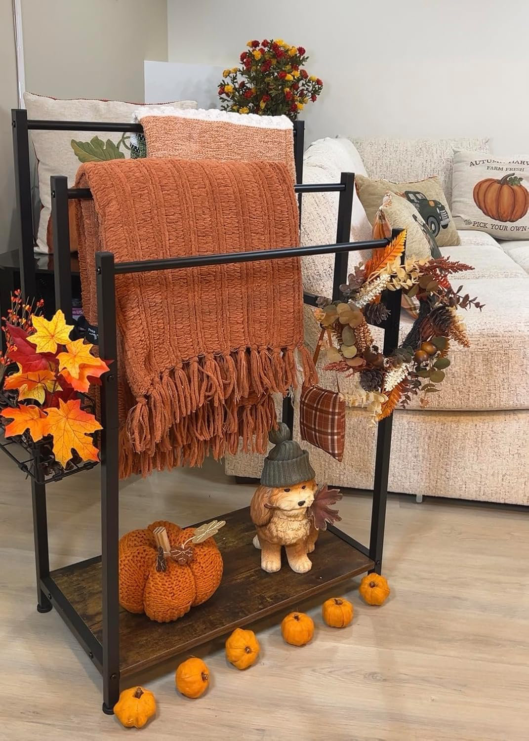 17 Stories 37.5" Blanket Rack Stand For Living Room - Quilt Racks Free ...