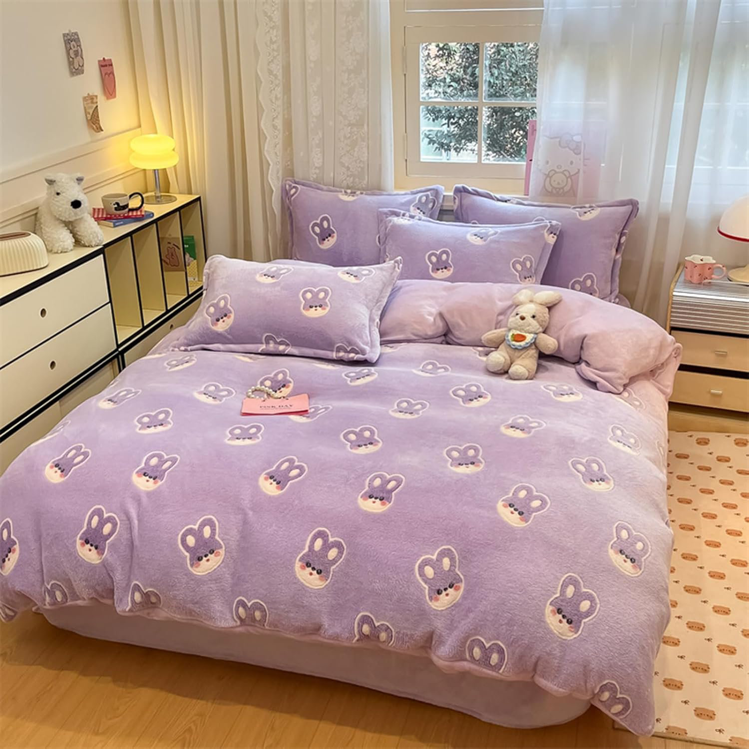 Zoomie Kids Ultra Soft Fluffy Purple Down Alternative Comforter Covers ...
