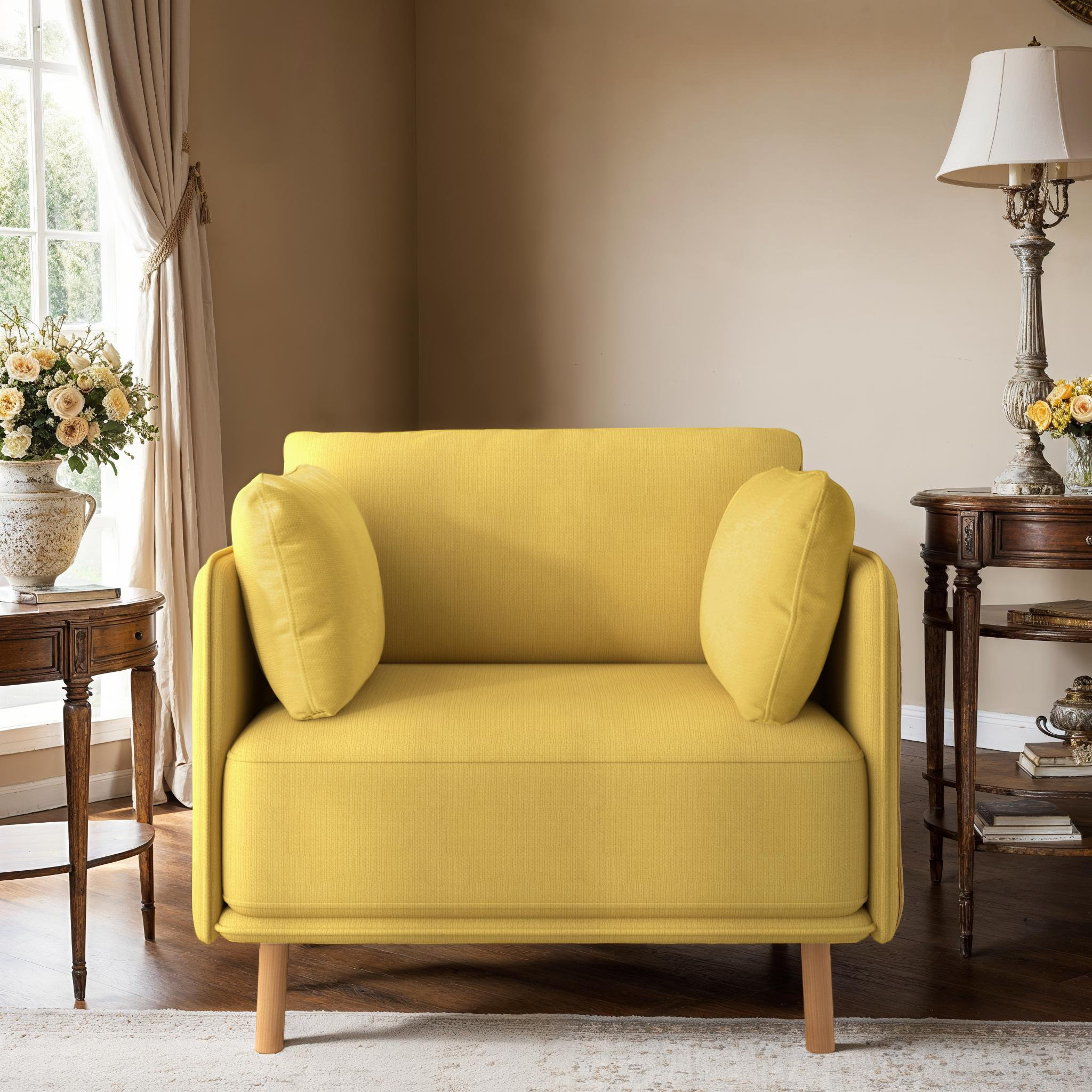 Latitude Run® 39" Modern Upholstered Accent Chair with Soft Cushions ...