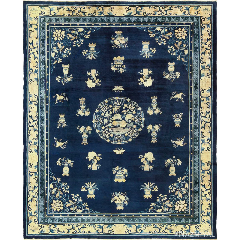 Nazmiyal Collection Room Size Chinese Blue And White Antique Peking Rug ...