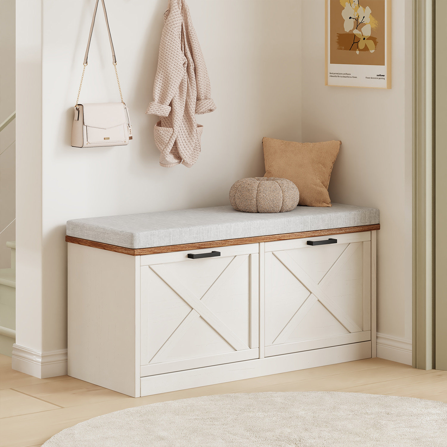 Rebrilliant Shoe Storage Bench, Entryway Shoe Cabinet Bench With 2 Flip ...