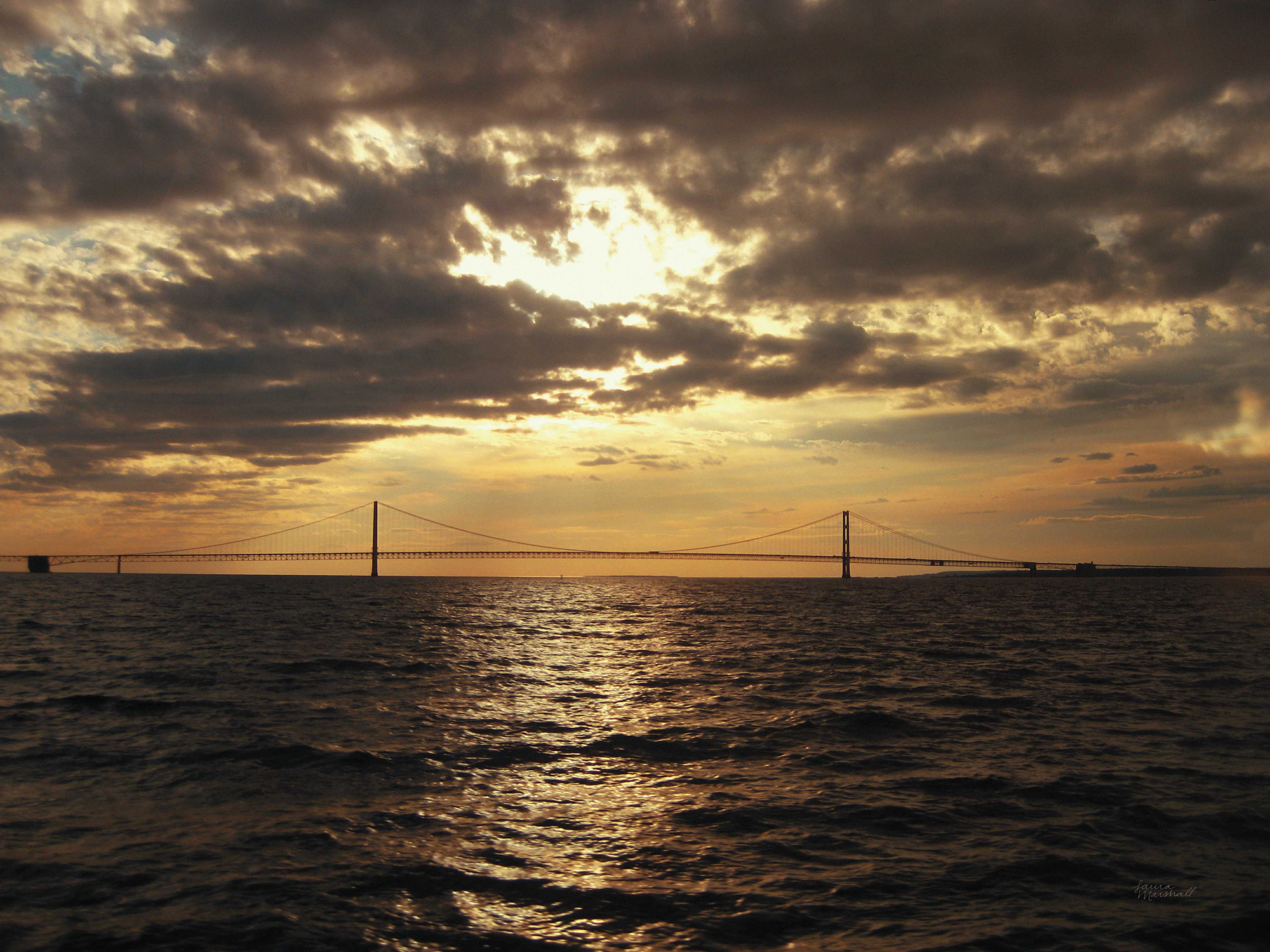 Rosecliff Heights Mackinac Bridge Sunset by Laura Marshall - Print on ...