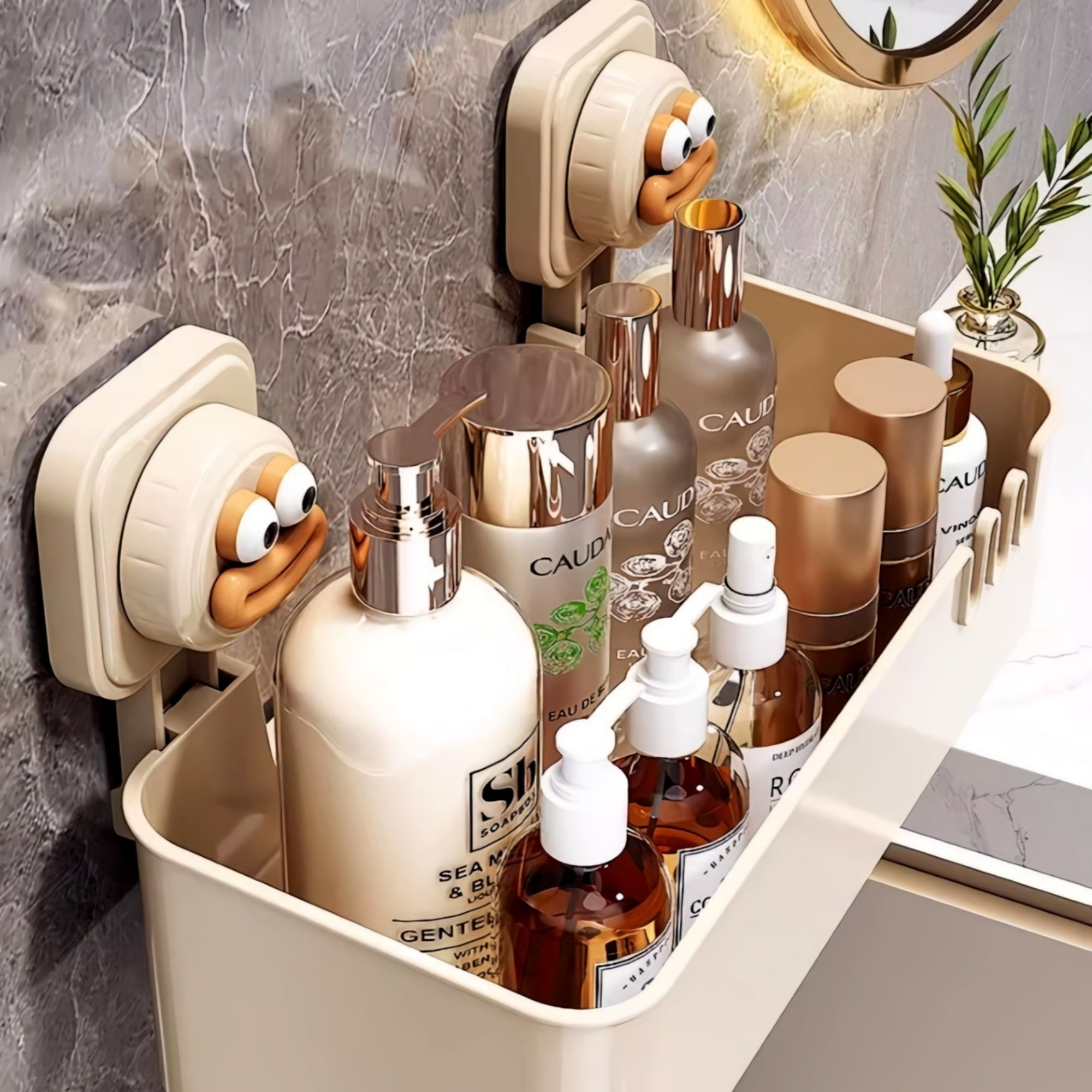Rebrilliant Non Perforated Suction Cup Storage Rack For Bathroom And ...