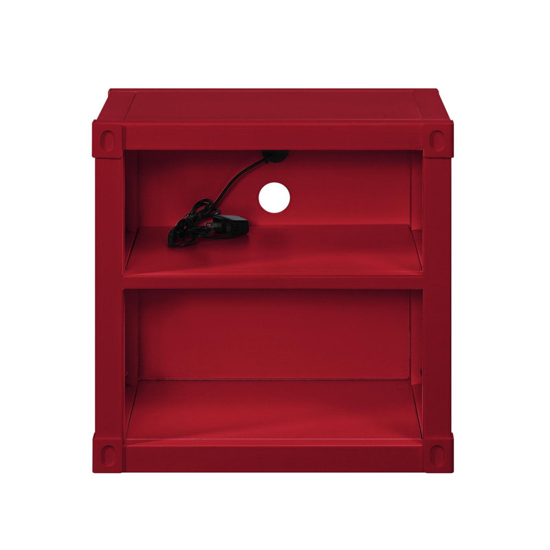 17 Stories Red Finish Nightstand W/USB | Wayfair
