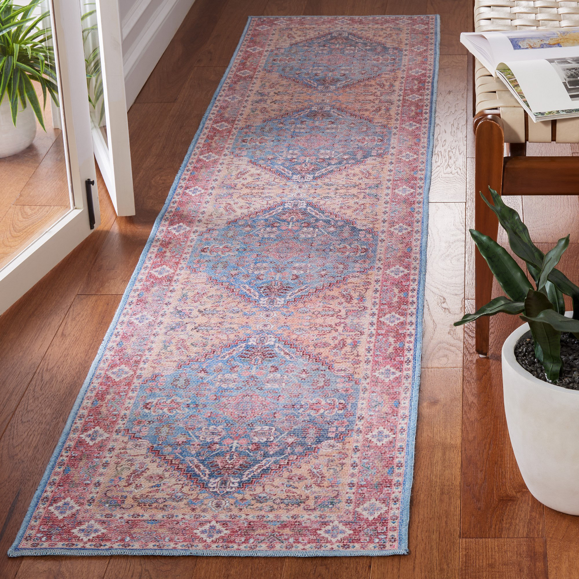 Mistana™ Chartier Oriental Blue/Rust Area Rug & Reviews | Wayfair