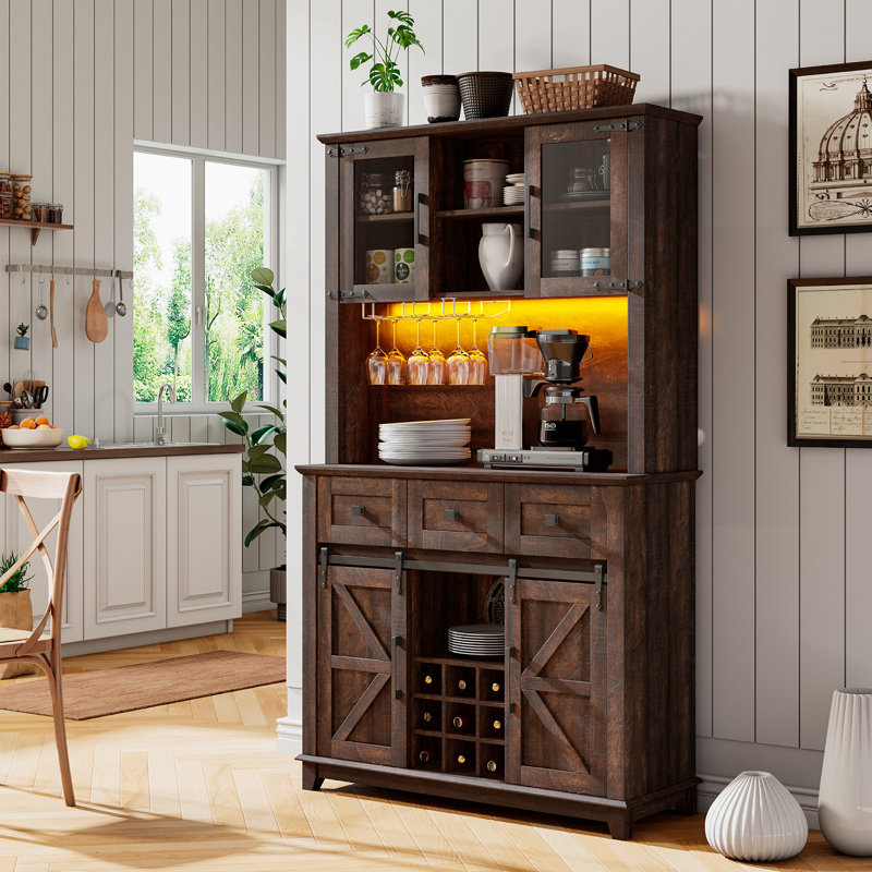 Gracie Oaks 42'' Bar Cabinet with Double LED Strips & Reviews | Wayfair