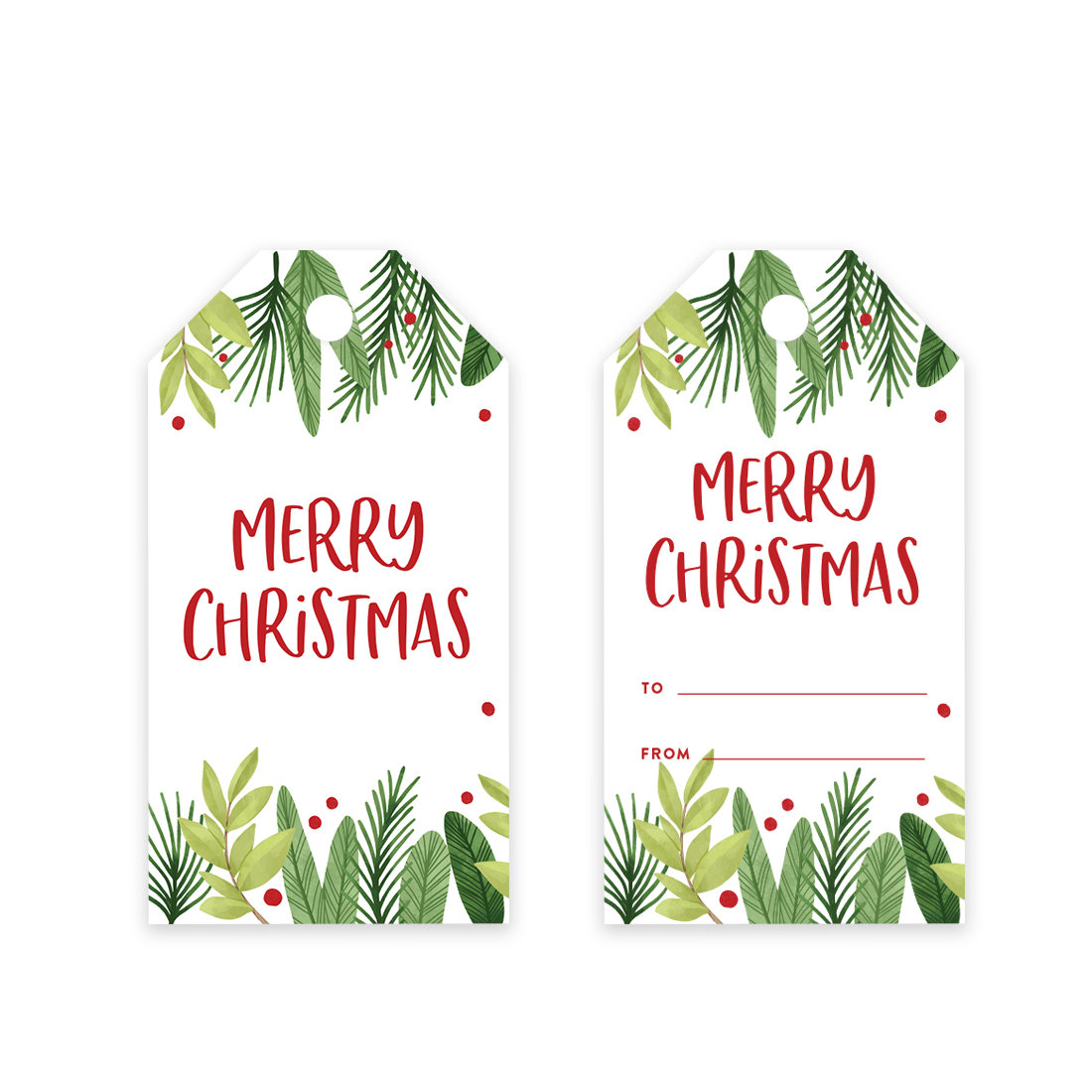 Ophelia & Co. Christmas Gift Tags Merry Christmas Holly Berry Branch ...