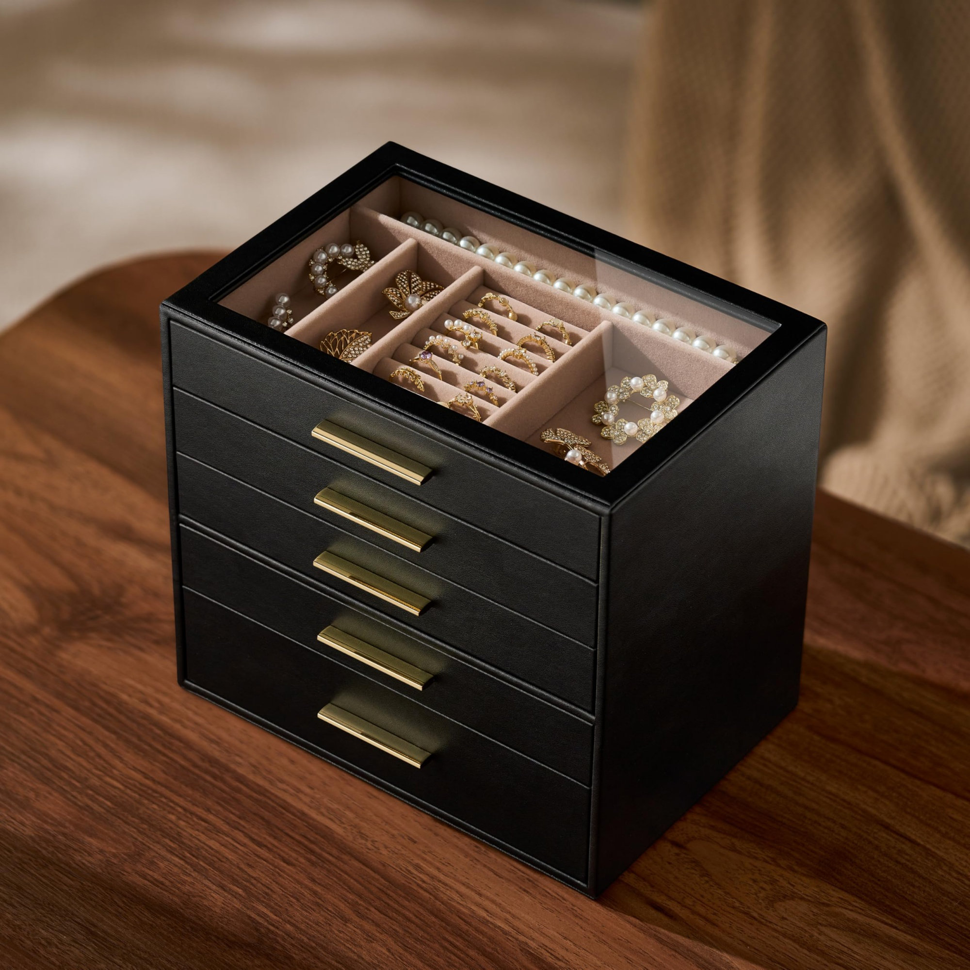 Latitude Run® Jewelry Box Organizer Case For Women: 5-Layer Jewelry ...