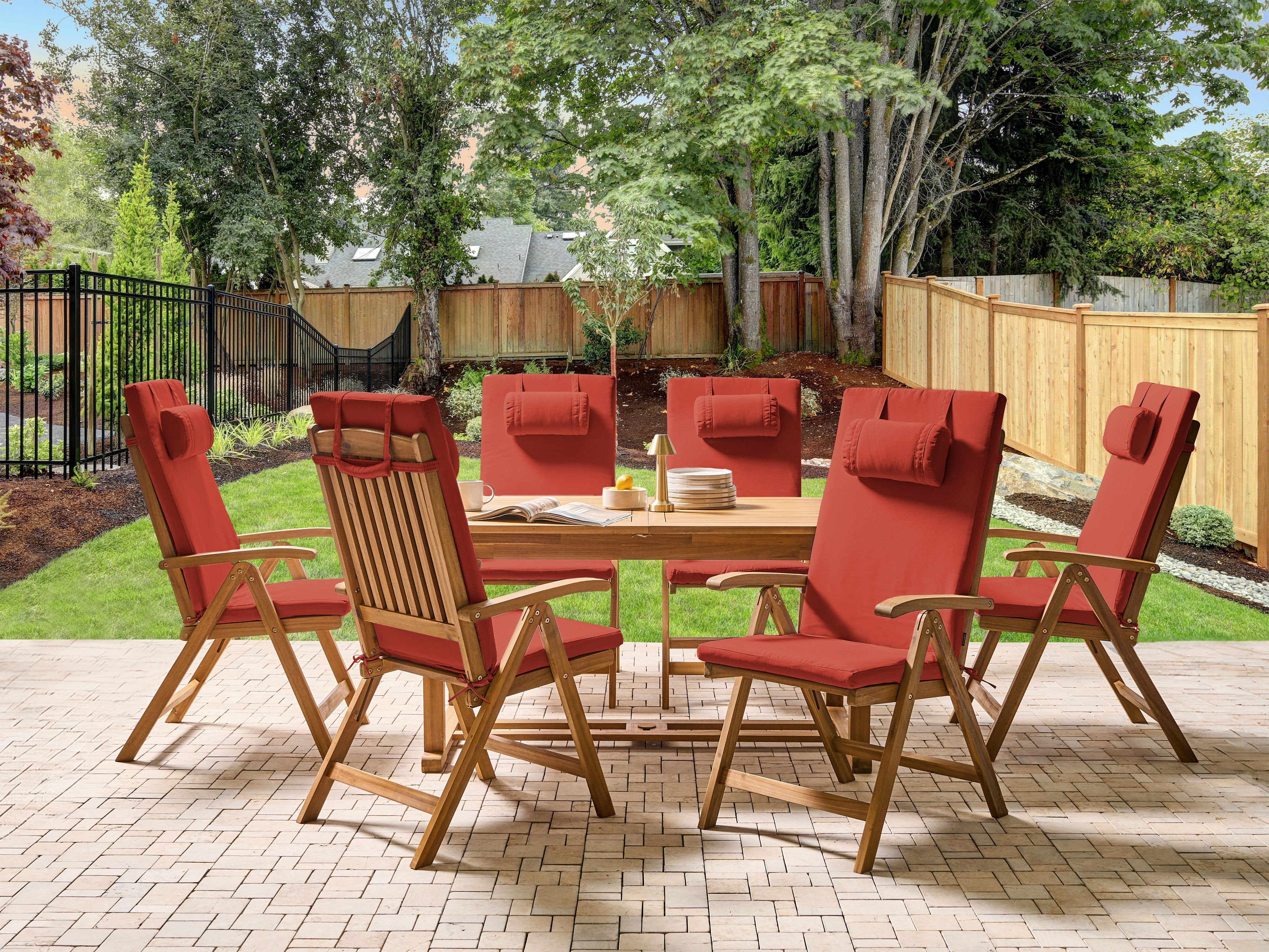 ClassicLiving Garden Dining Set 6 Seater Aarica Acacia Wood Green ...