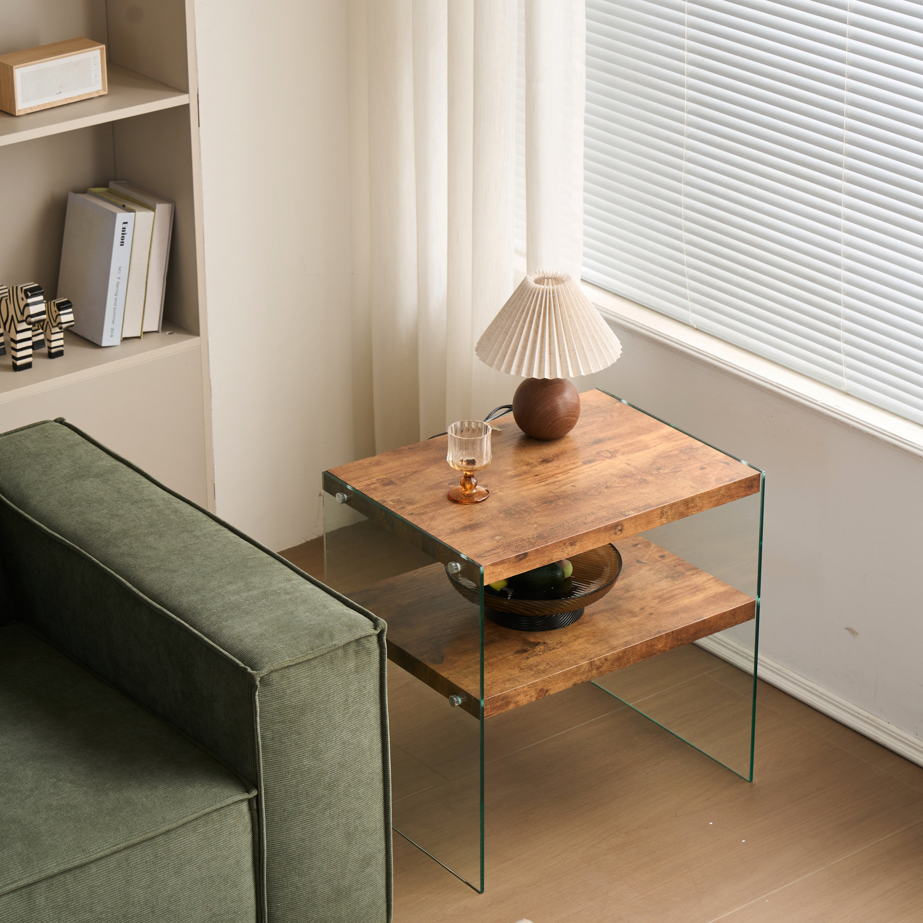 Latitude Run® Small Walnut Tea Table Of Tempered Glass, Good For Retail ...