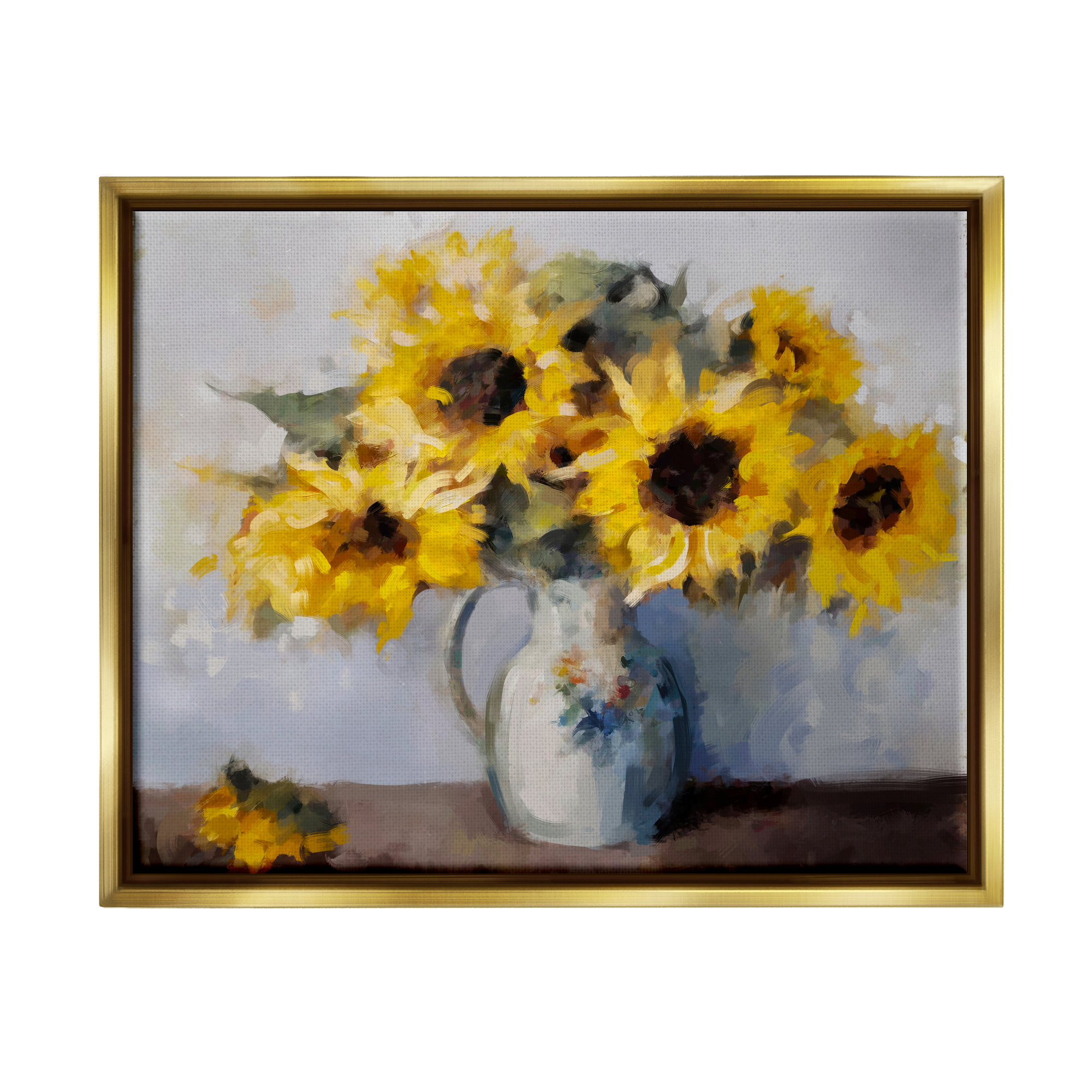 August Grove Traditional Sunflower Bouquet Framed Floater Canvas Wall ...