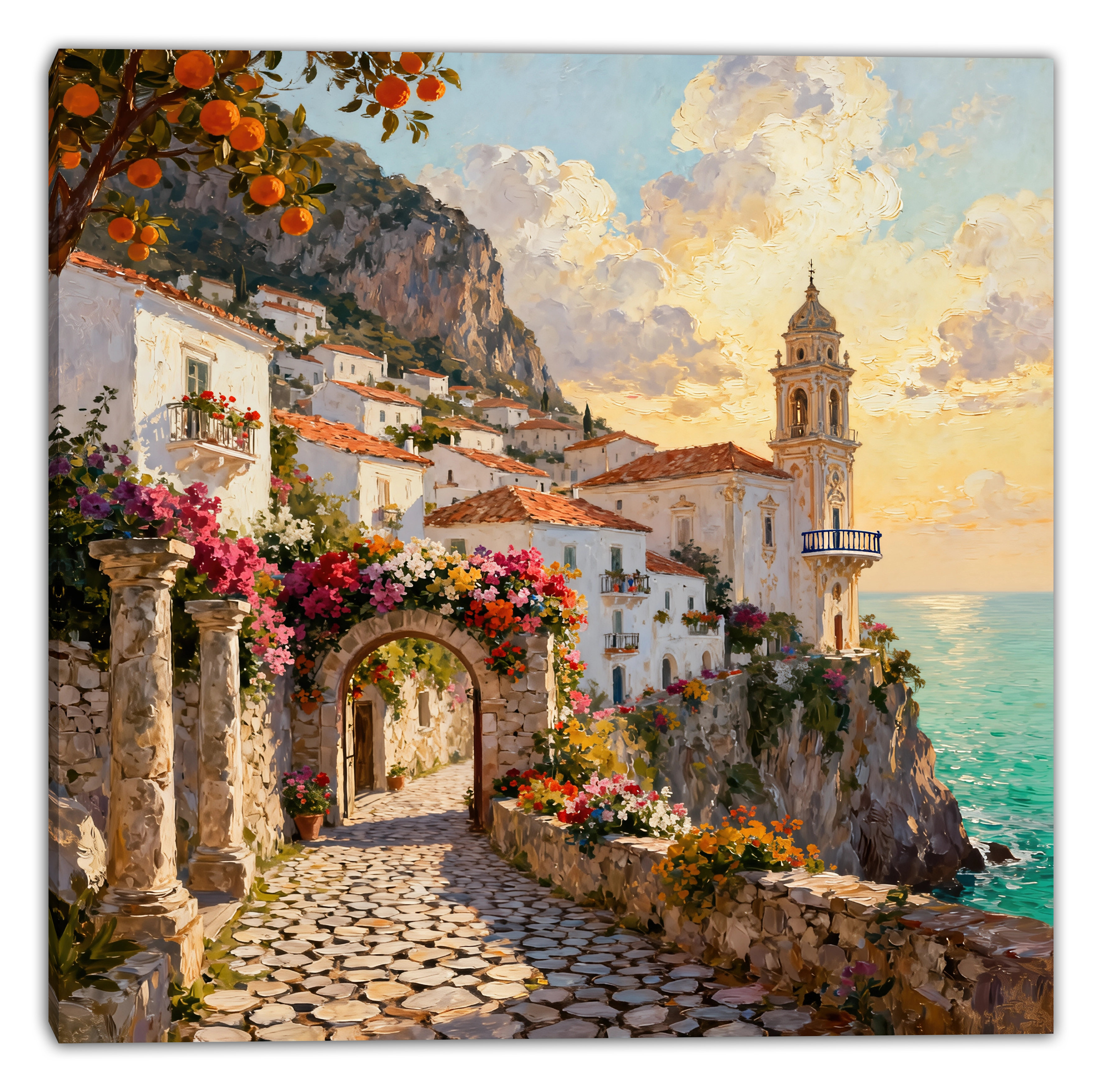 Bay Isle Home™ Coastal Archway in Bloom Wrapped Canvas Wall Art | Wayfair