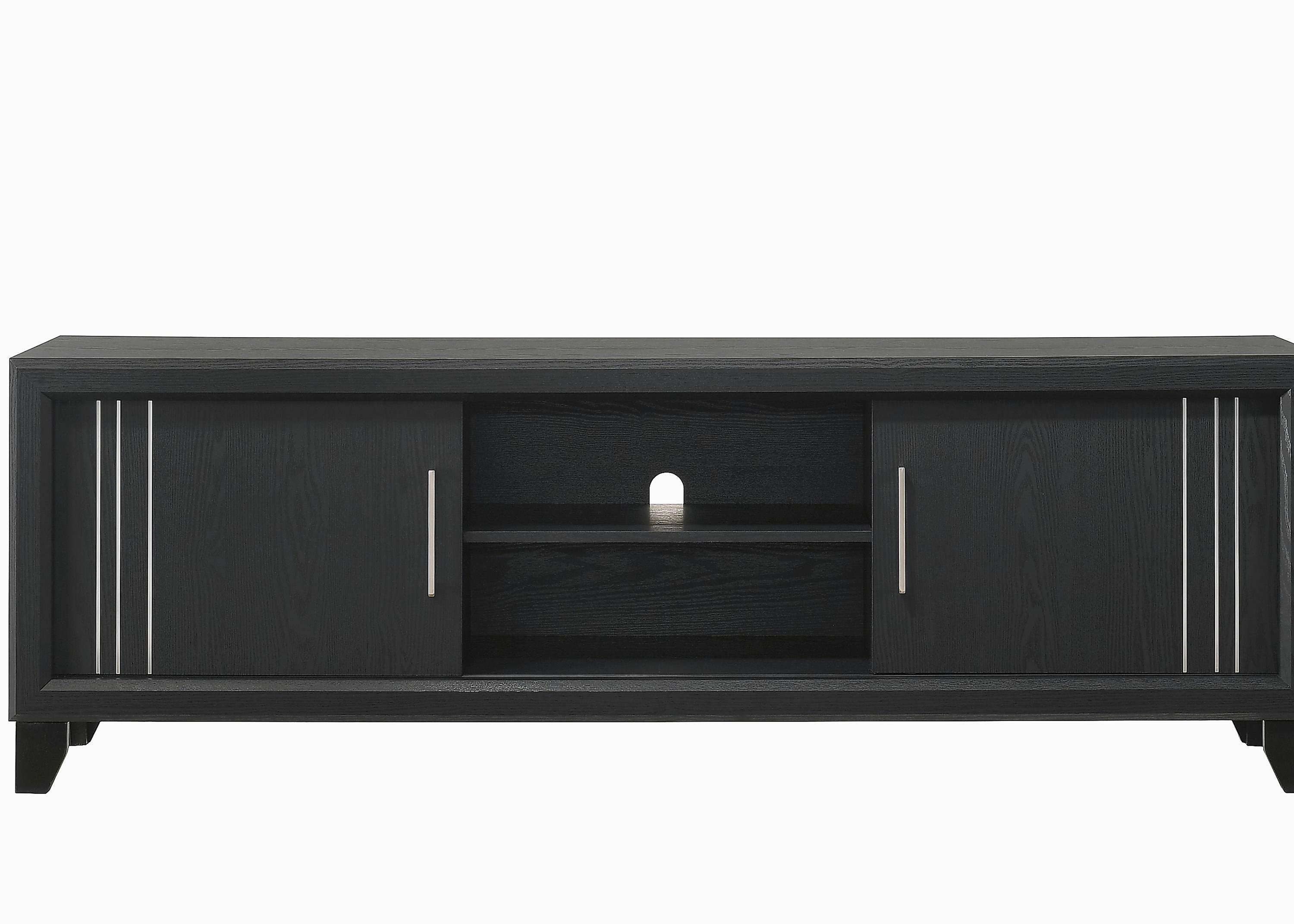 Latitude Run® Wooden TV Stand Media Console Open Shelves Silver-toned ...