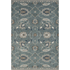 Capel Rugs Smyrna- Persian Cedars Oriental Hand Tufted Wool Blue/Yellow ...