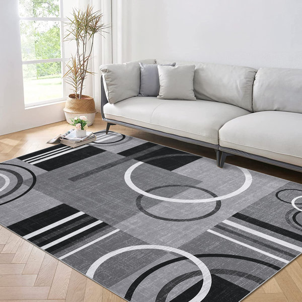Wrought Studio Modern Geometric Abstract Swirls Area Rug, Circles Floor ...