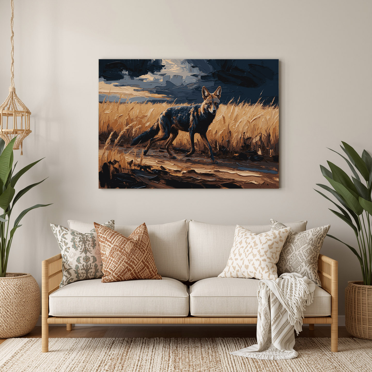Hokku Designs Wildlife Black backed Jackal Black Metal Wall Art ...