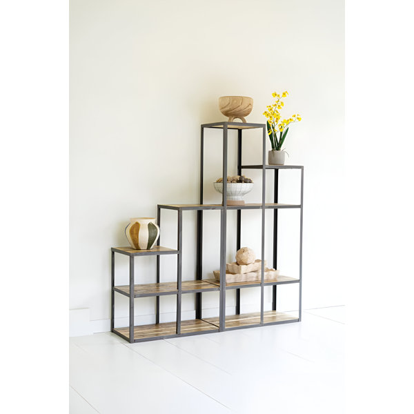 Kalalou Set Of 2 Iron And Wood Stair-Step Display Shelves | Wayfair