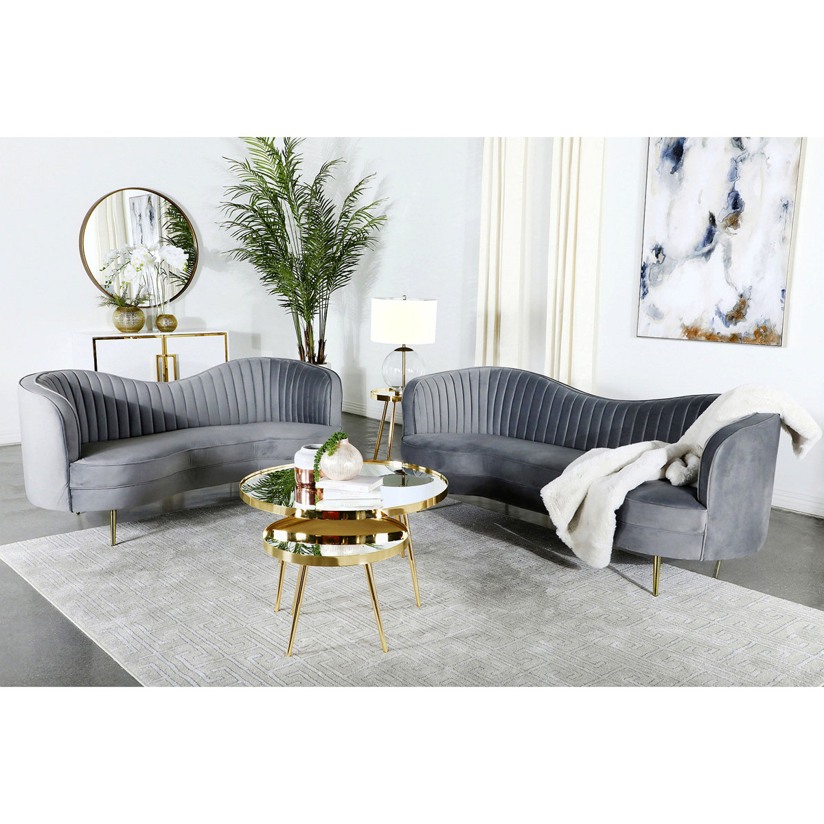 Everly Quinn Sienna 2-Piece Camel Back Living Room Set | Wayfair