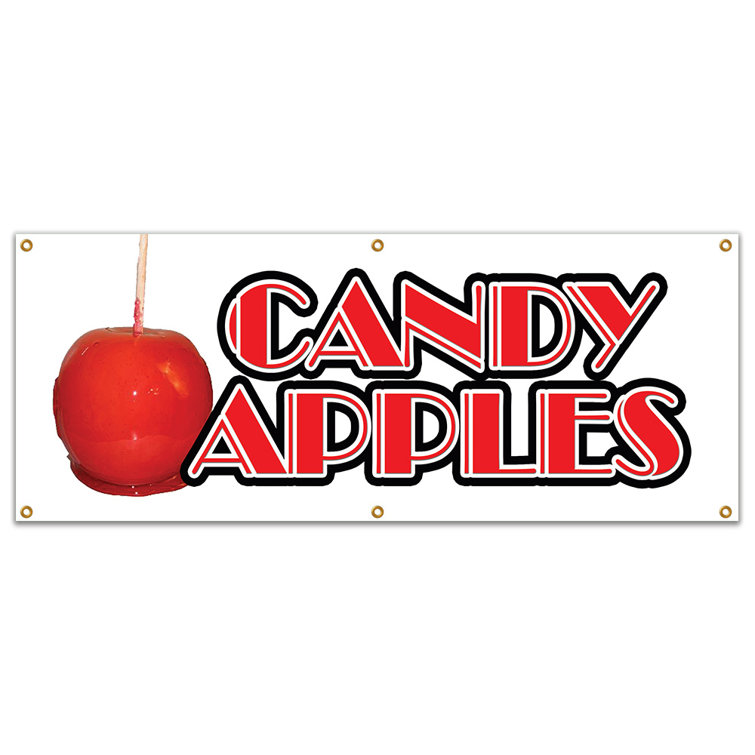 SignMission CANDY APPLES BANNER SIGN Caramel Apple Cart Signs Taffy ...