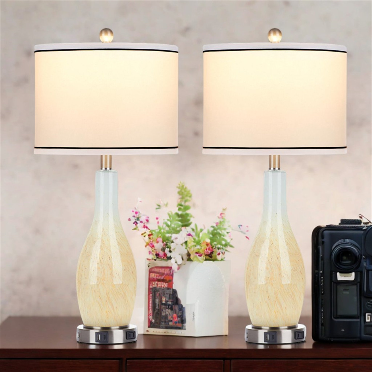 Hokku Designs Glass Table Lamp 2-Piece Set | Wayfair