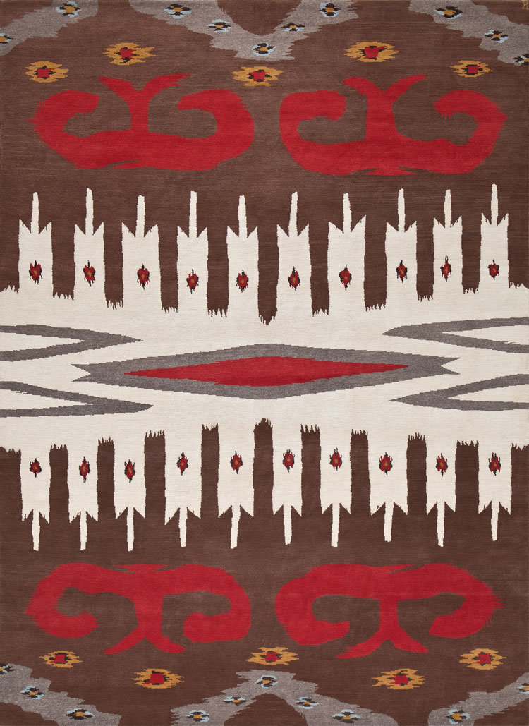 New Moon Rugs Mesa Southwestern Hand-Knotted Wool Area Rug in Brown ...