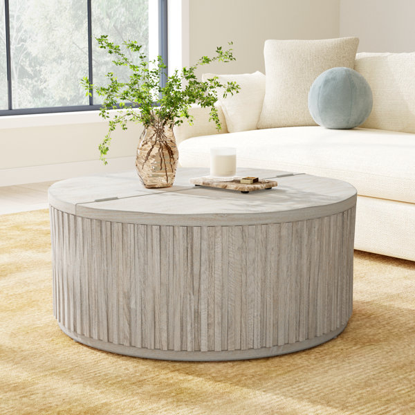 Joss & Main Sylvia Solid Wood Drum Coffee Table with Storage & Reviews ...