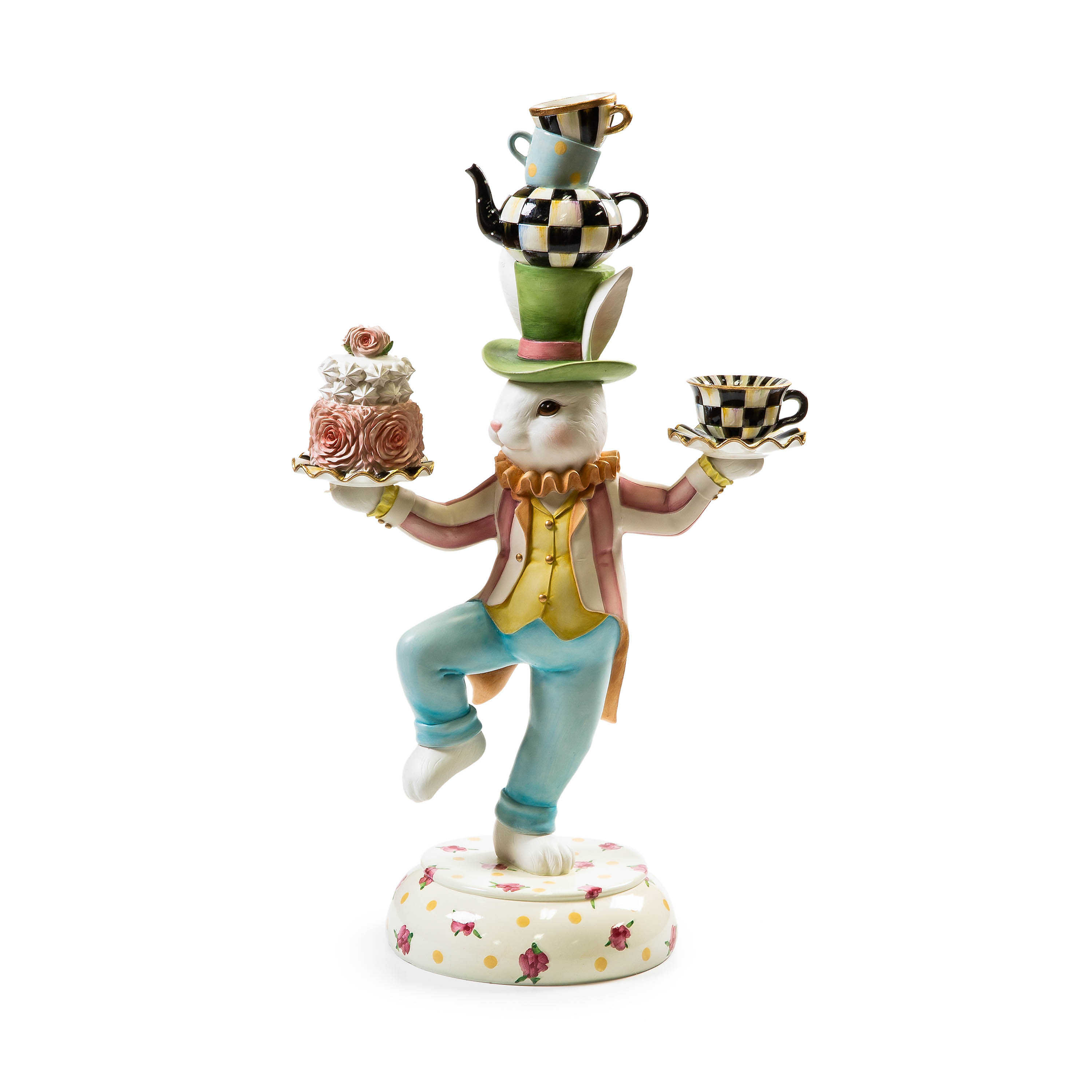 MacKenzie-Childs Rose Rabbit Centerpiece Figurine | Wayfair