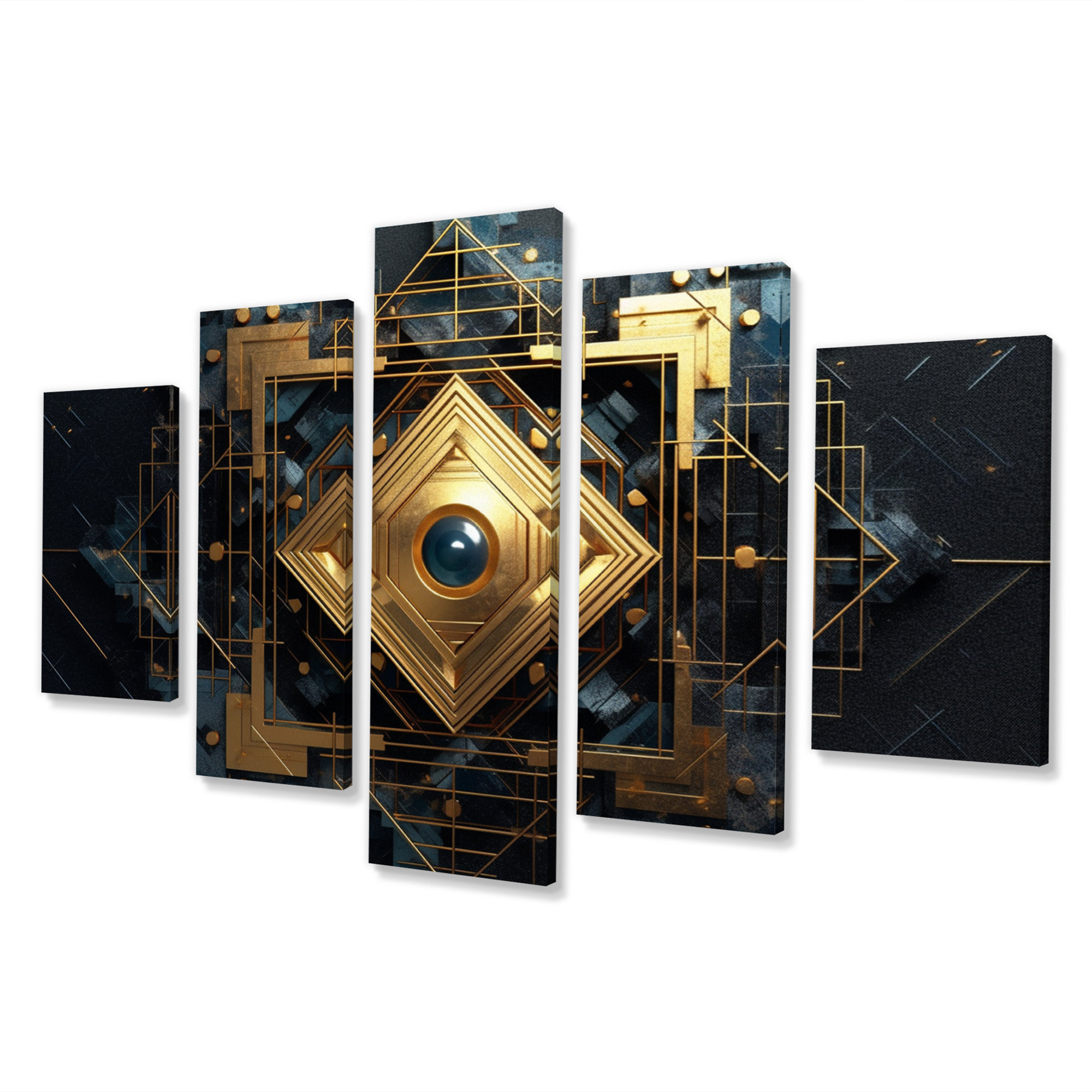 Mercer41 Gold And Black Cubist Visions III - Cubism Wall Art Print - 5 ...