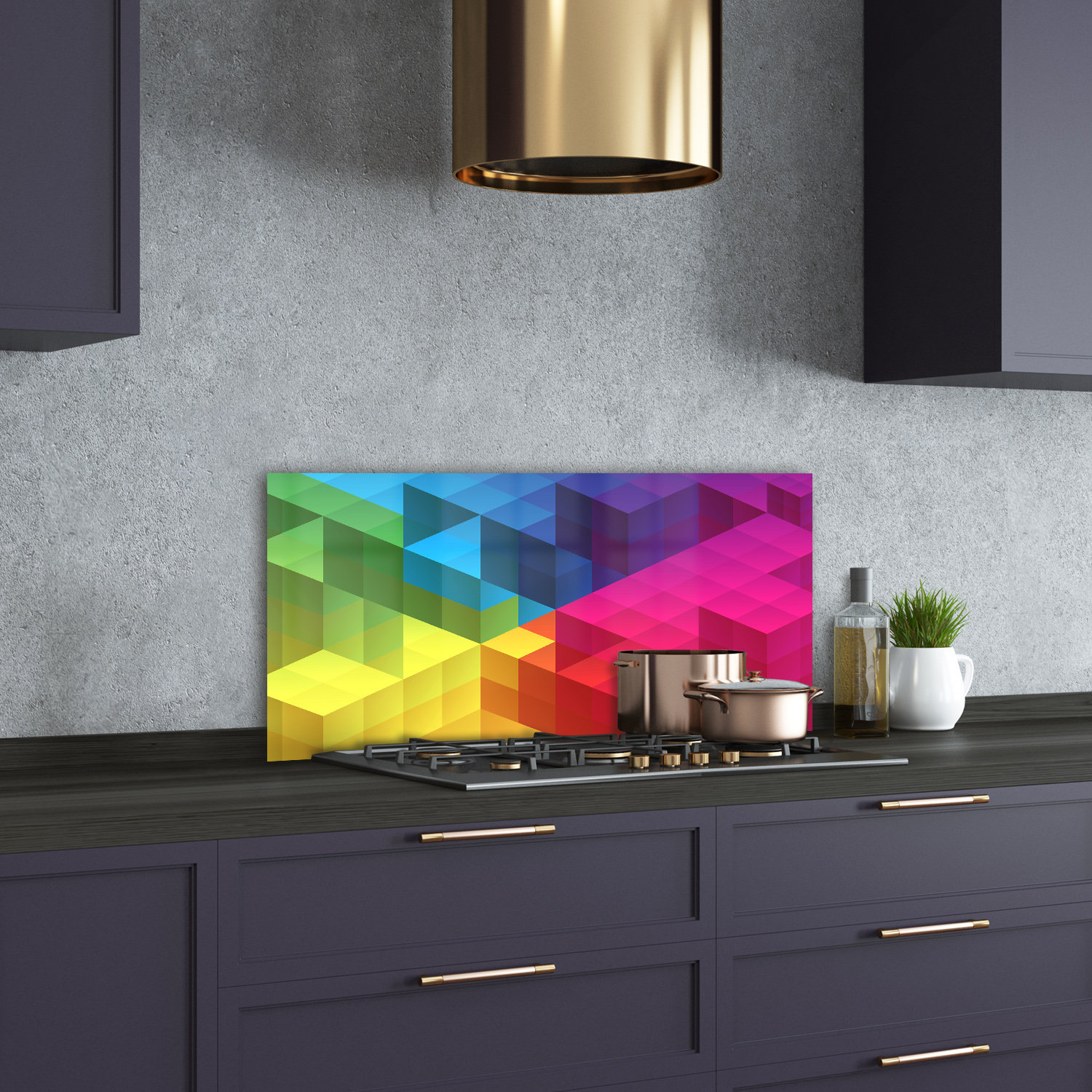 Ivy Bronx Geometric Background 50cm x 100cm Glass Panel | Wayfair.co.uk