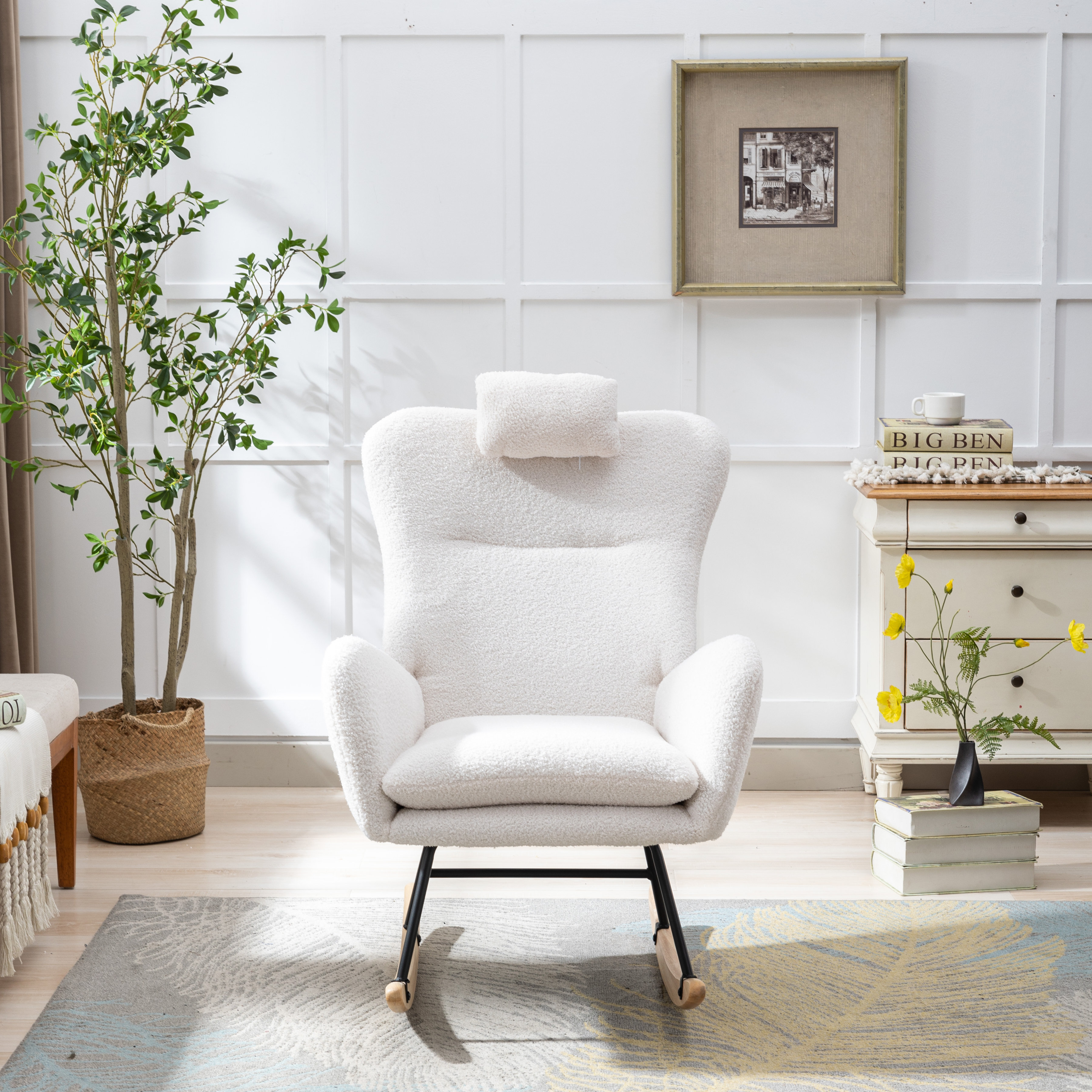 Mercer41 Fozia Teddy Velvet Rocking Chair | Wayfair