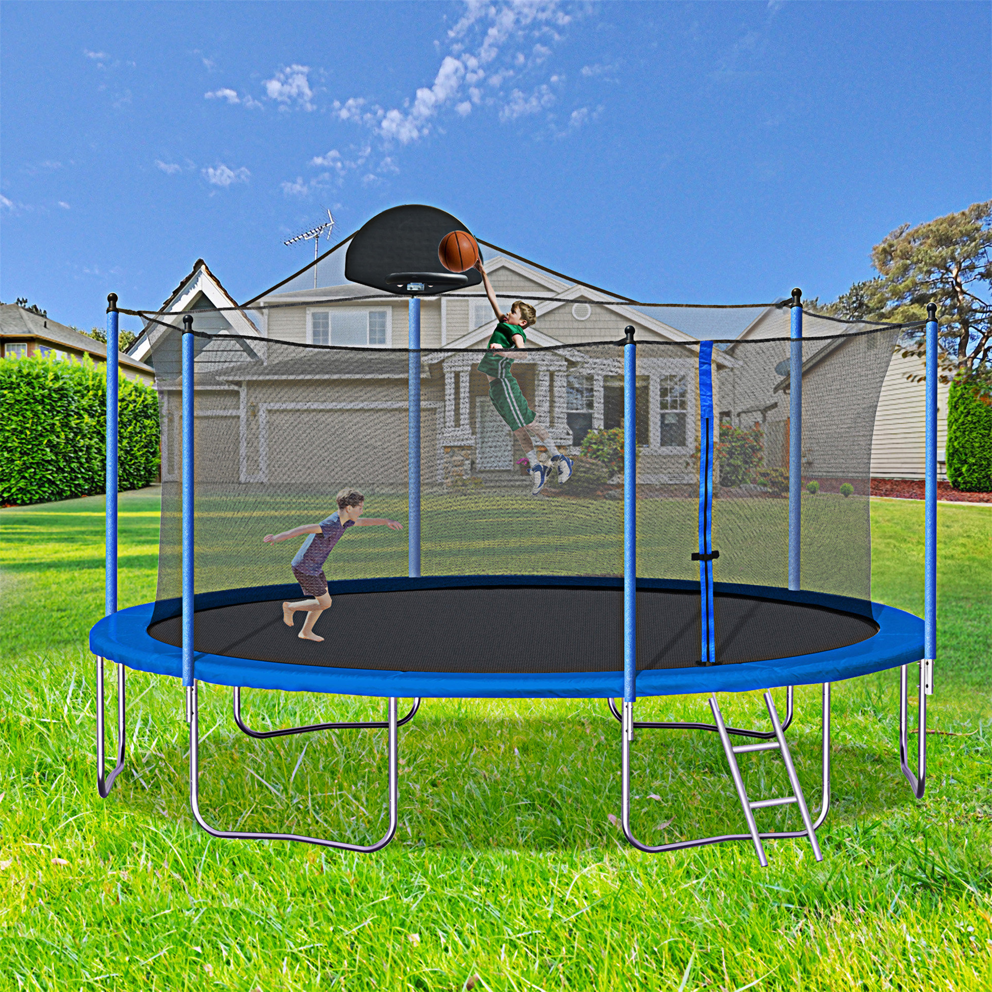 wendeway 14FT Trampoline For Adults And Kids With Basketball Hoop ...