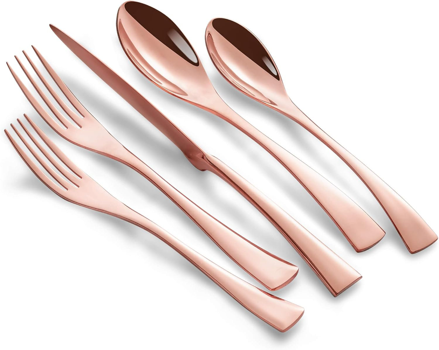 Everly Quinn 20-Piece Rose Gold Flatware Set, Stainless Steel ...