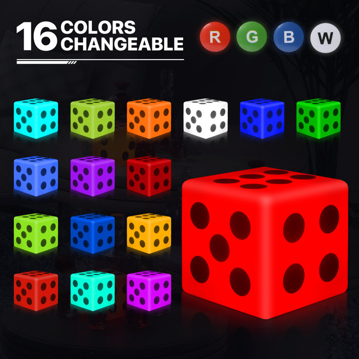 Wrought Studio Wallsend 6" Outdoor Dice Cube LED Night Light 16 Colors ...