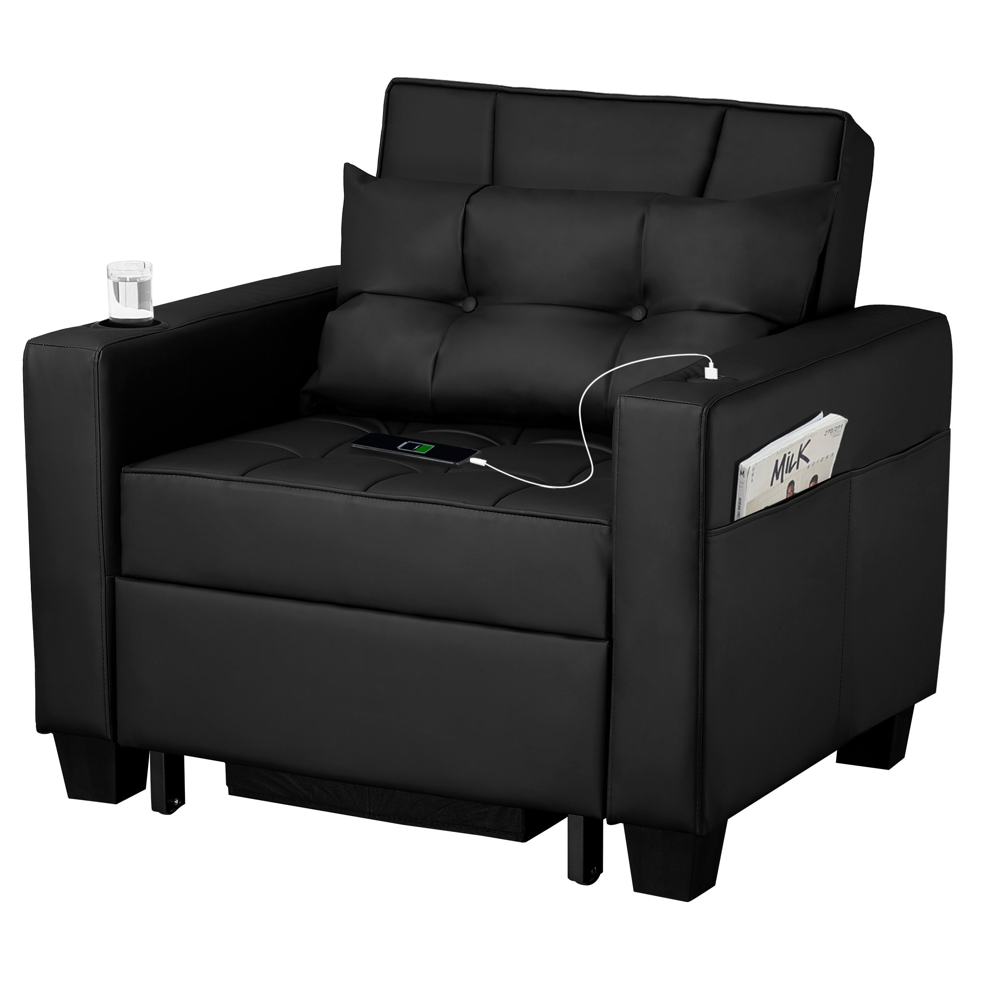 Latitude Run® Apsley 39 Inch 3-In-1 Convertible Chair Bed Pull Out ...