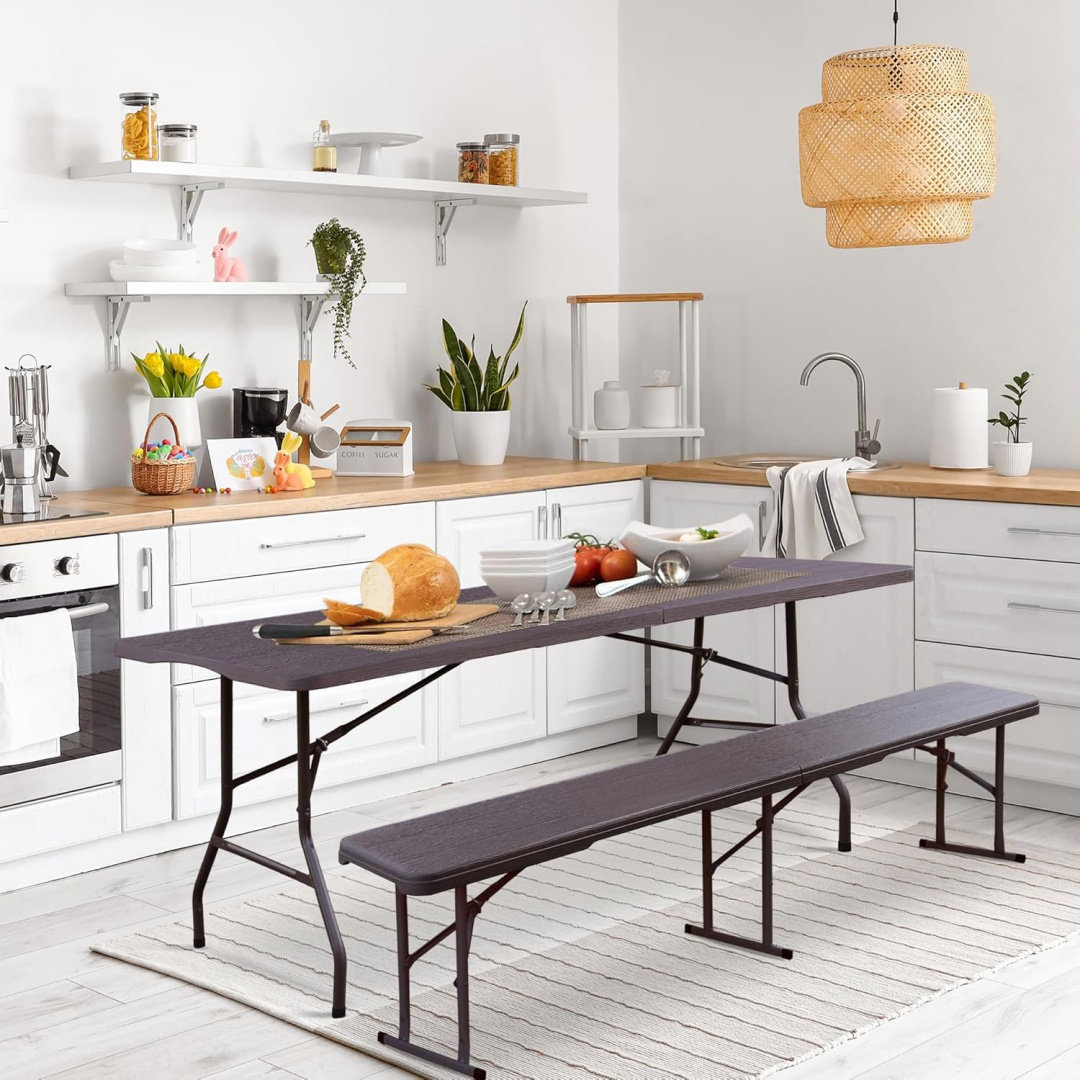 Arlmont & Co. Folding Bench 6 Foot, Plastic Folding Bench Seat Portable ...